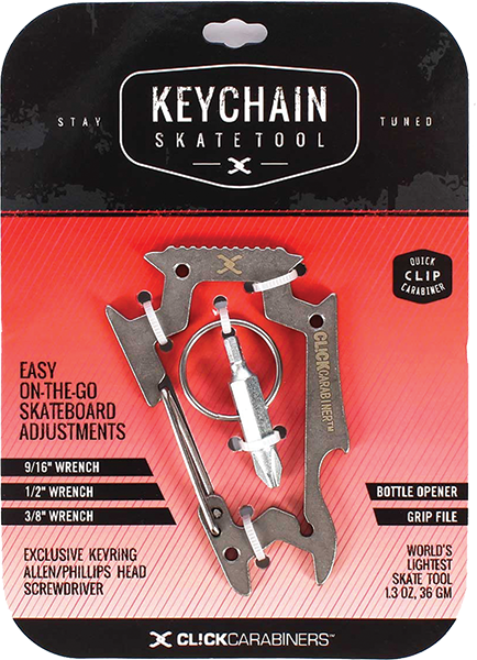 SK8OLOGY CARABINER KEYCHAIN SKATE TOOL SILVER - Skateboards.com